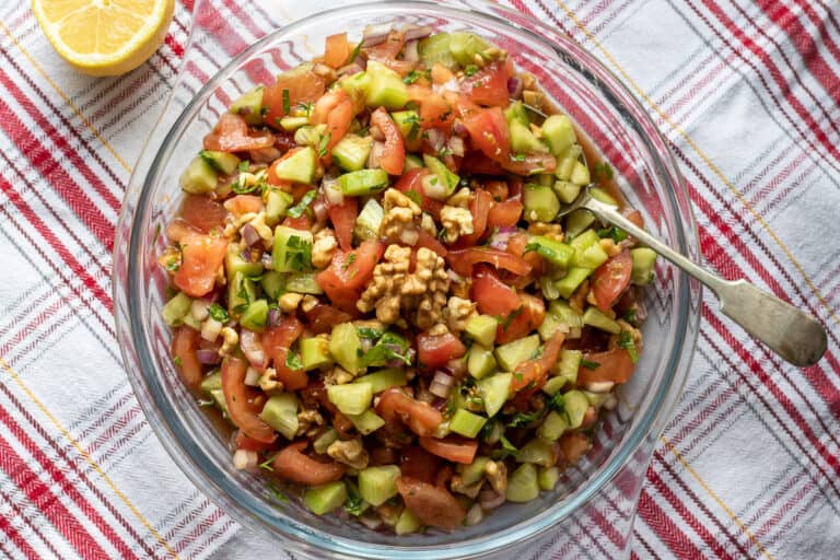 Gavurdagi Salatasi (Turkish Tomato Walnut Salad) - Cooking Gorgeous