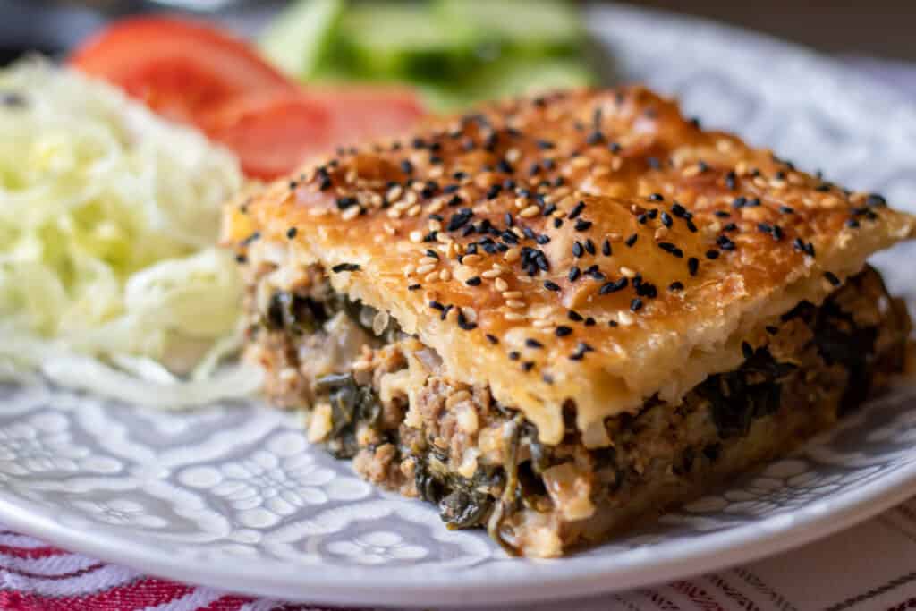 Phyllo Meat and Spinach Pie (Egyptian Goulash) - Cooking Gorgeous