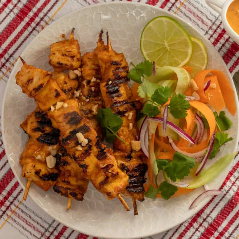 Thai Chicken Satay with Peanut Sauce - Cooking Gorgeous