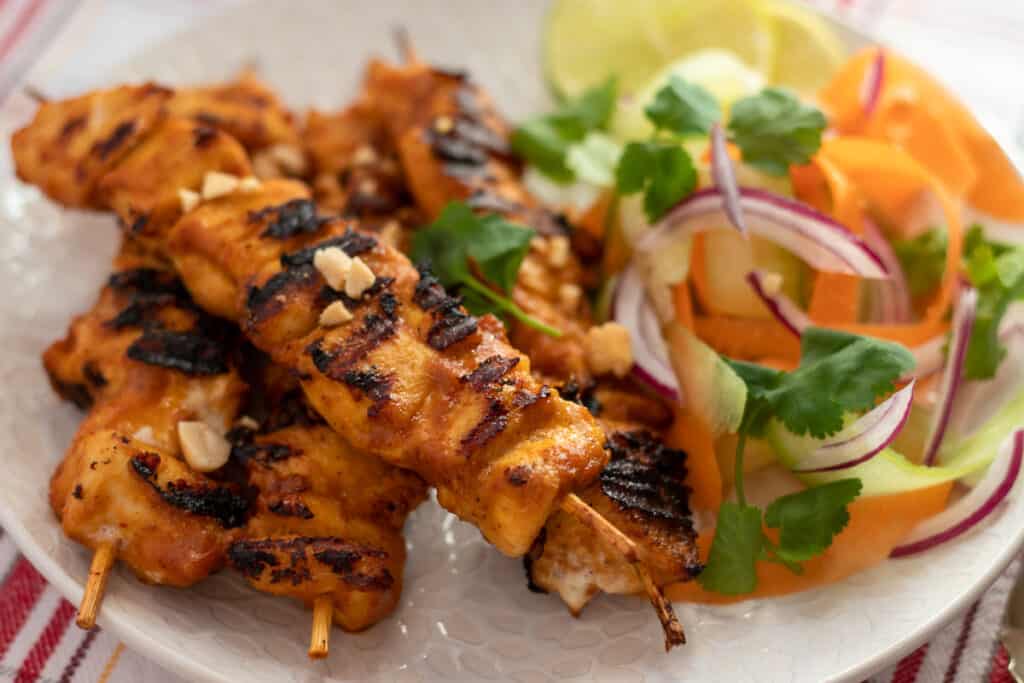 Thai Chicken Satay with Peanut Sauce - Cooking Gorgeous