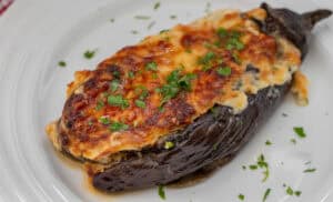Papoutsakia - Vegetarian Greek Stuffed Eggplant - Cooking Gorgeous