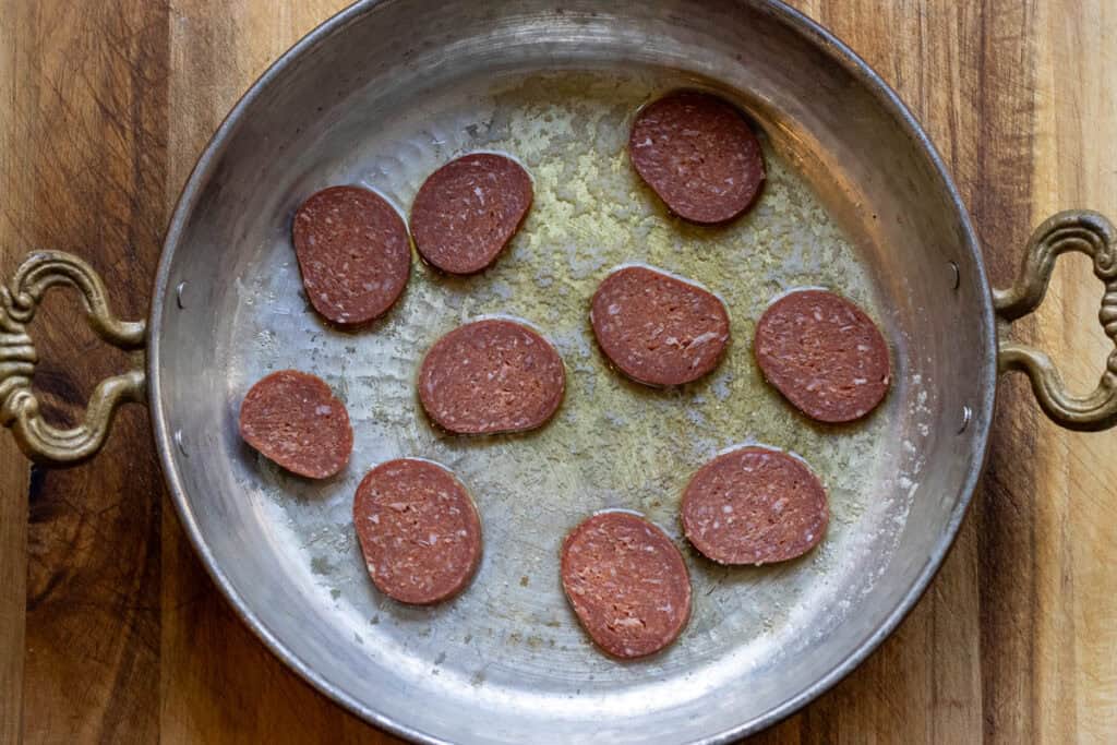 Sucuklu Yumurta - Turkish Sausage and Eggs - Cooking Gorgeous