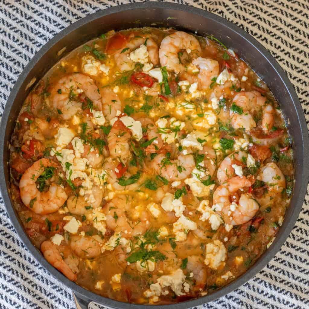 Greek Shrimp Saganaki - Garides Saganaki - Cooking Gorgeous